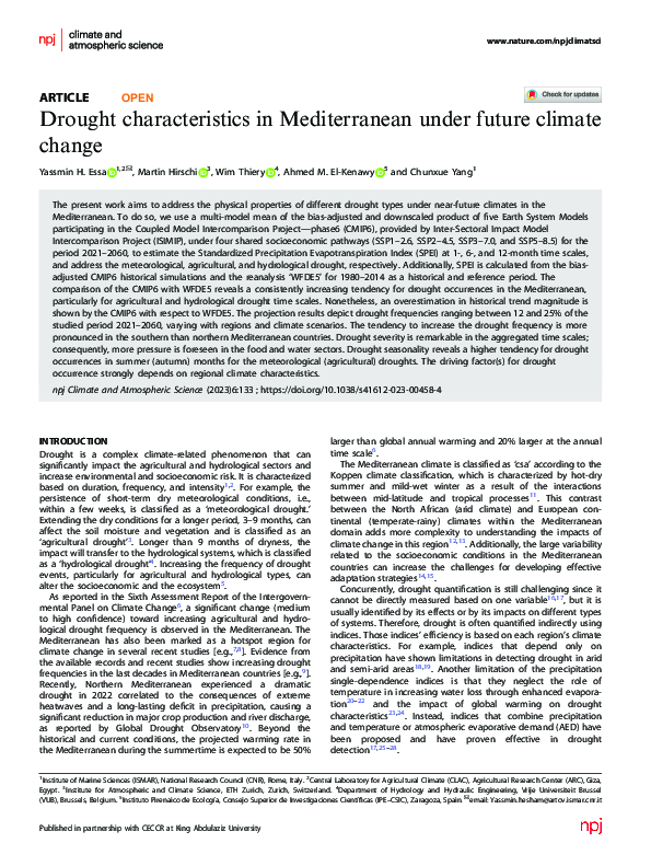 (PDF) Drought characteristics in Mediterranean under future climate change