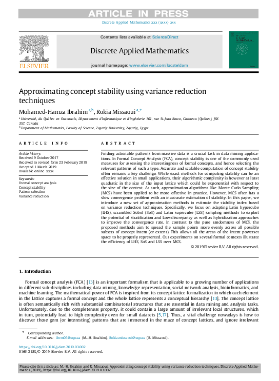 (PDF) Approximating concept stability using variance reduction techniques