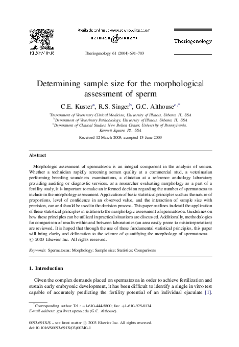 (PDF) Determining sample size for the morphological assessment of sperm