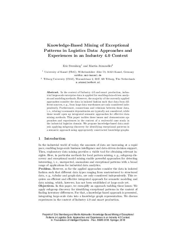 (PDF) Knowledge-Based Mining of Exceptional Patterns in Logistics Data: Approaches and ...