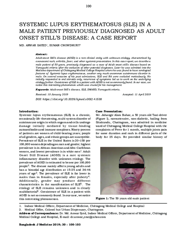 (PDF) Systemic Lupus Erythematosus (SLE) in a male patient previously diagnosed as Adult Onset ...