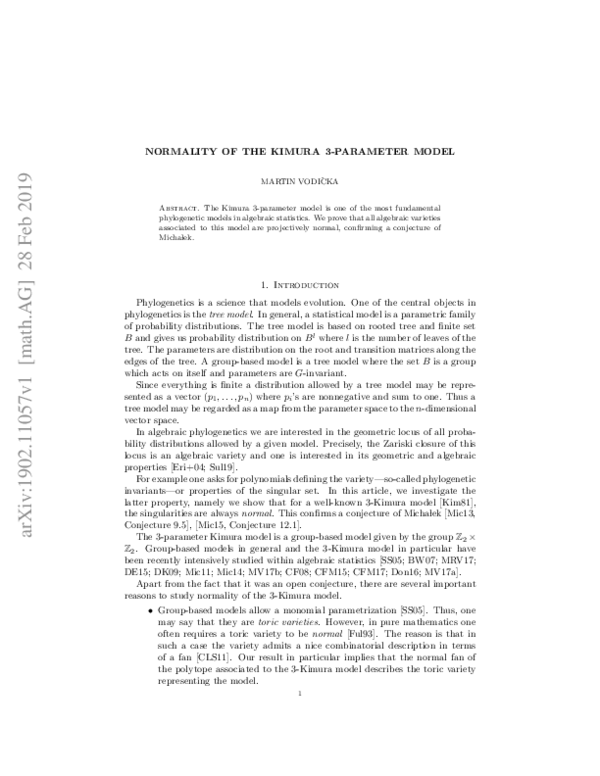 (PDF) Normality of the Kimura 3-Parameter Model