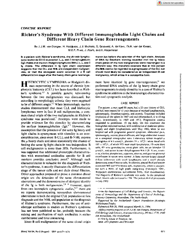 (PDF) Richter's syndrome with different immunoglobulin light chains and different heavy chain ...
