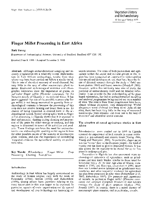 (PDF) Finger Millet processing in East Africa