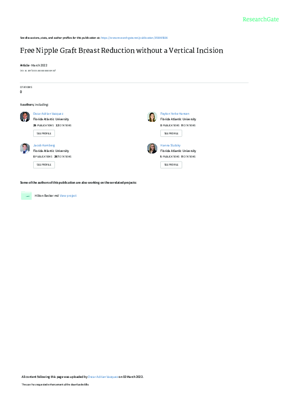 (PDF) Free Nipple Graft Breast Reduction without a Vertical Incision