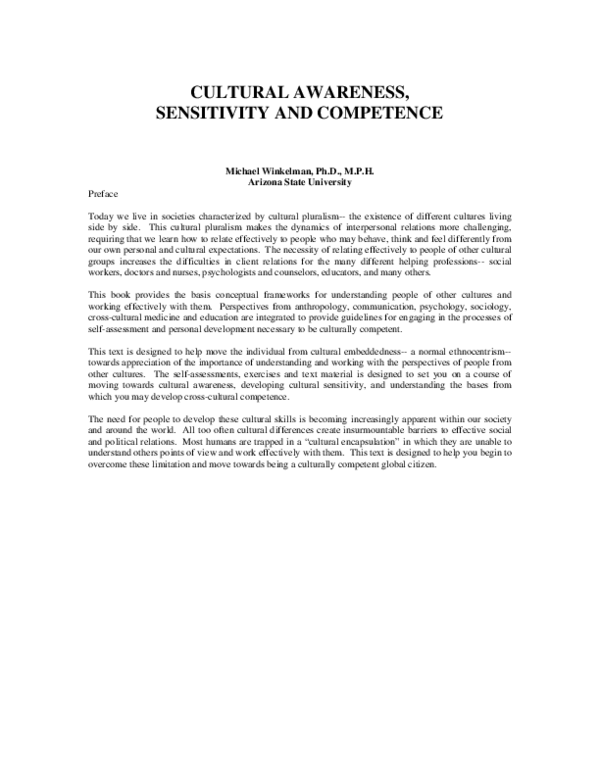 (PDF) Cultural Awareness, Sensitivity And Competence