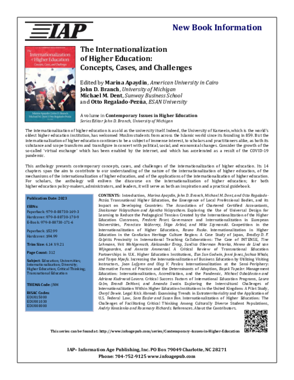 (PDF) The Internationalization of Higher Education: Concepts, Cases ...