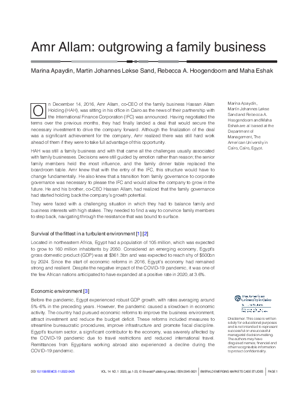 (PDF) Amr Allam: outgrowing a family business