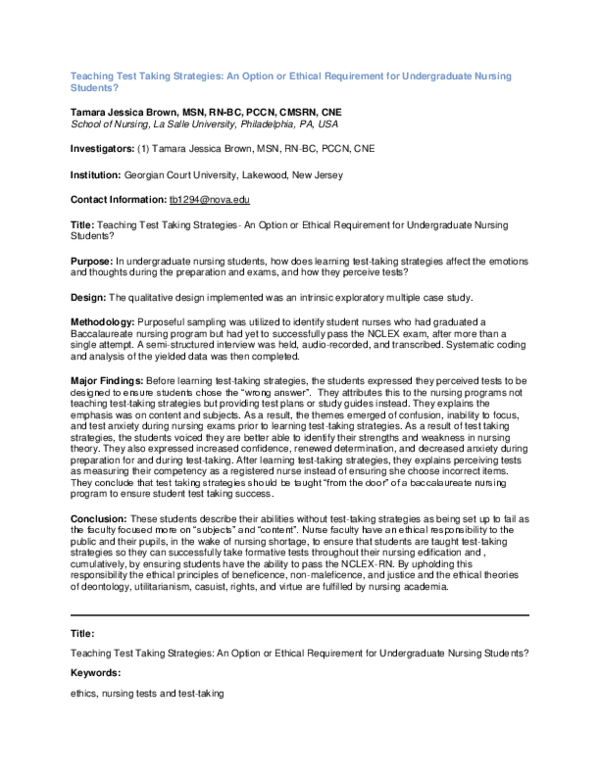 (PDF) Teaching Test Taking Strategies: An Option or Ethical Requirement ...