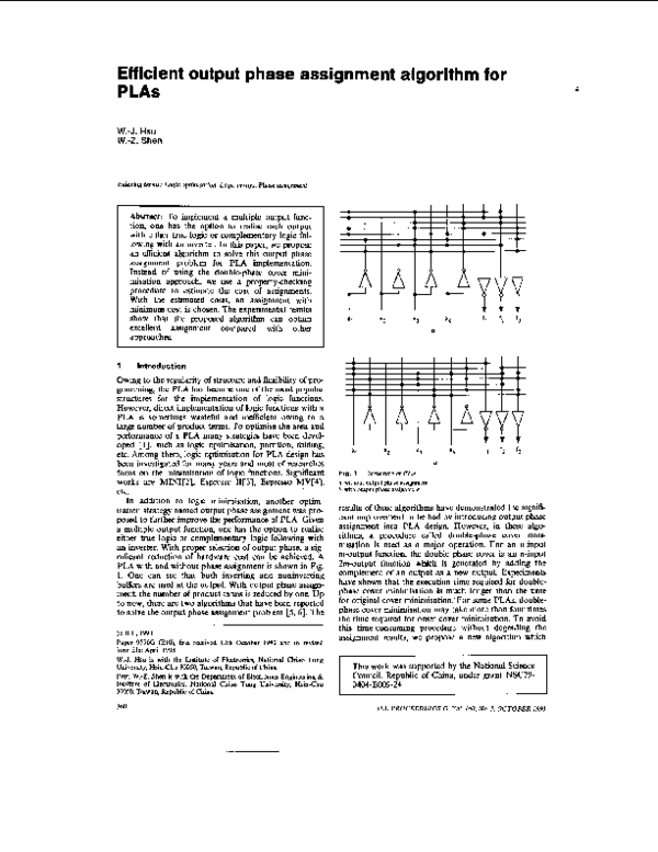 (PDF) Efficient output phase assignment algorithm for PLAs | Wen-Jun Hsu - Academia.edu