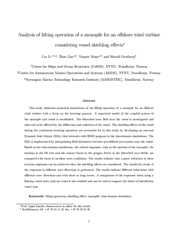 (PDF) Analysis of lifting operation of a monopile for an offshore wind ...
