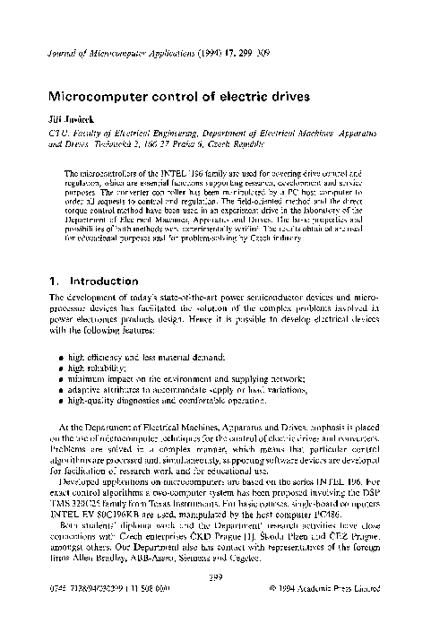 (PDF) Microcomputer control of electric drives