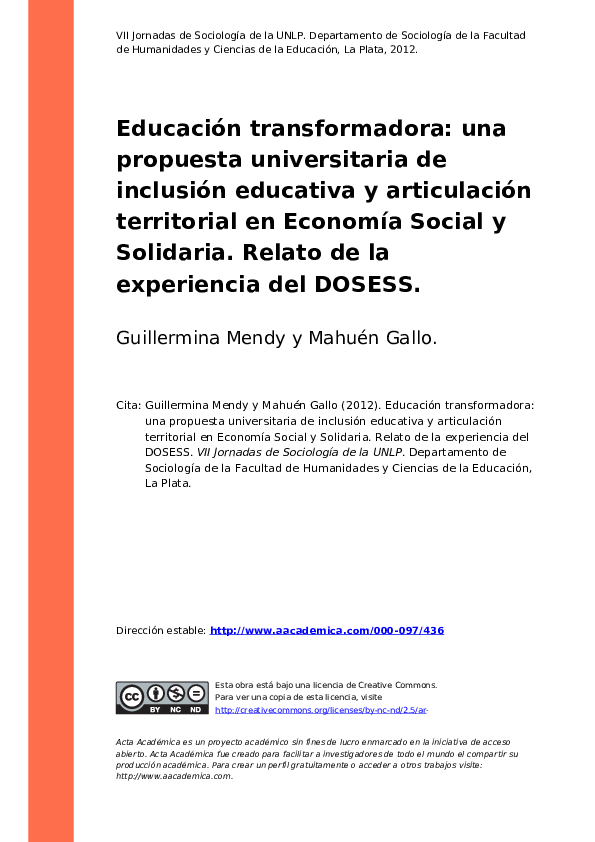 (PDF) Educación transformadora: una propuesta universitaria de inclusión educativa y ...