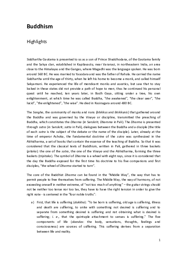(PDF) Buddhism Highlights