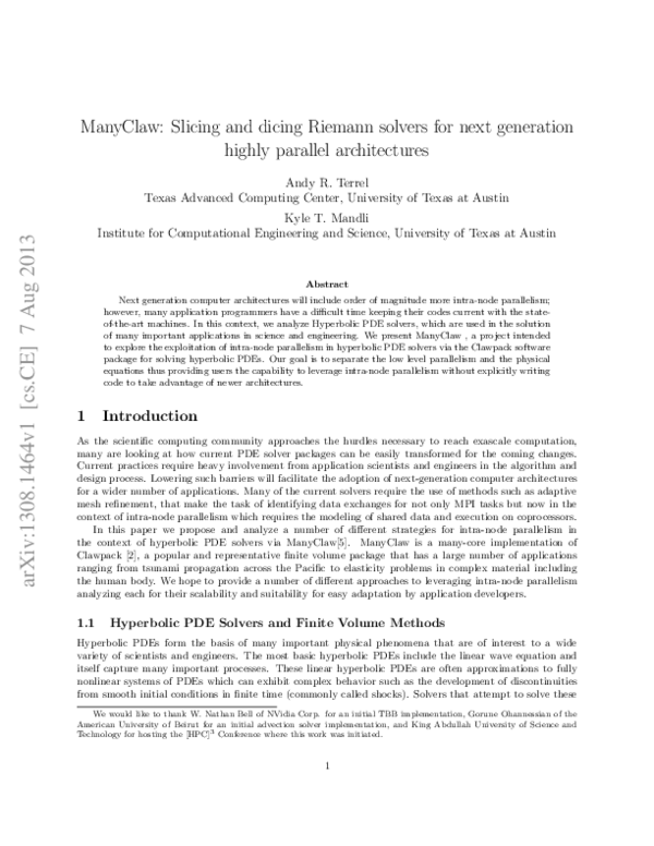 (PDF) ManyClaw: Slicing and dicing Riemann solvers for next generation highly parallel ...