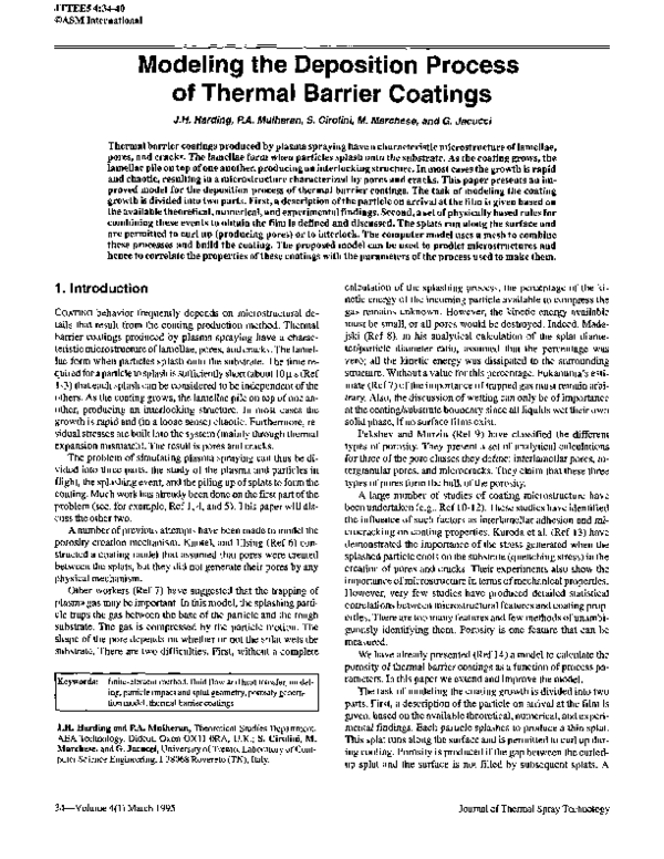(PDF) Modeling Thermal Barrier Coating Deposition
