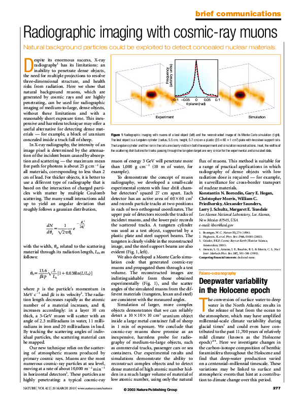 (PDF) Radiographic imaging with cosmic-ray muons