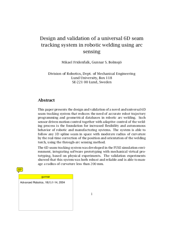 (PDF) Design and validation of a universal 6D seam-tracking system in ...