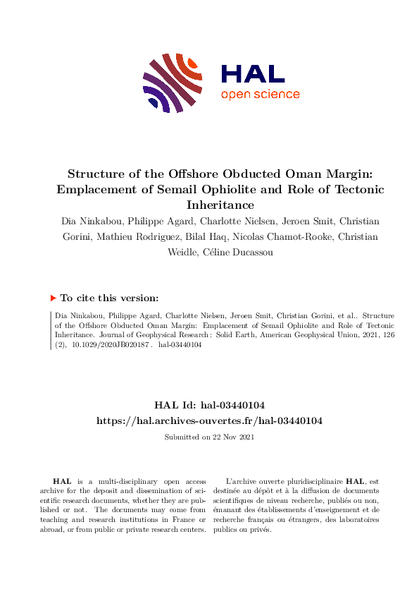 (PDF) Structure of the Offshore Obducted Oman Margin: Emplacement of ...