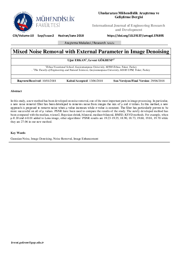 Pdf Mixed Noise Removal With External Parameter In Image Denoising