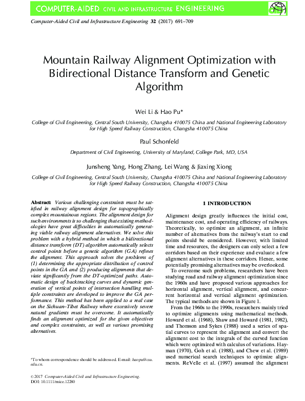(PDF) Mountain Railway Alignment Optimization with Bidirectional Distance Transform and Genetic ...