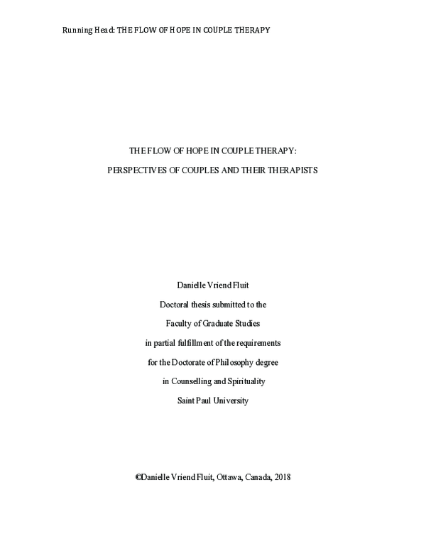 (PDF) The Flow of Hope in Couple Therapy: Perspectives of Couples and ...