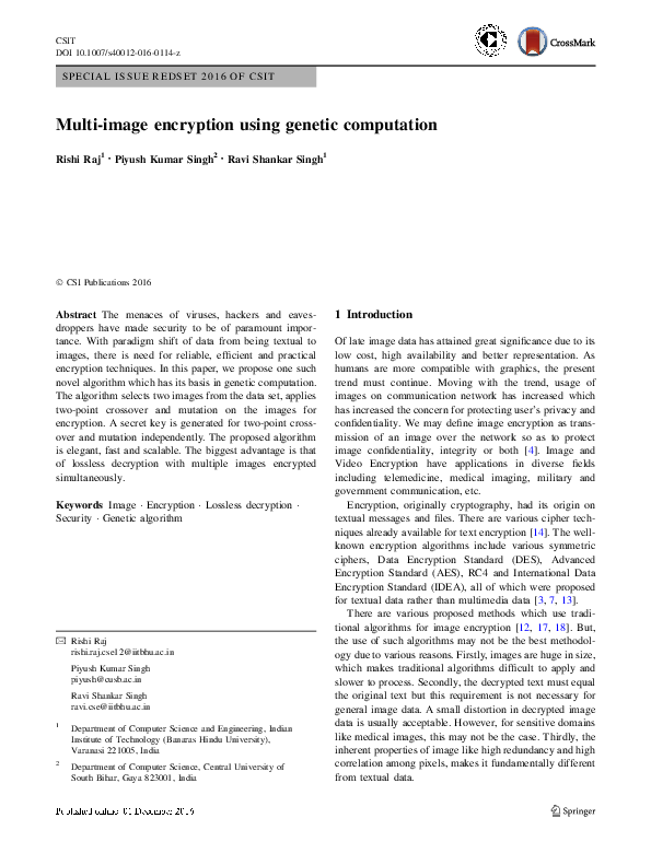Pdf Multi Image Encryption Using Genetic Computation