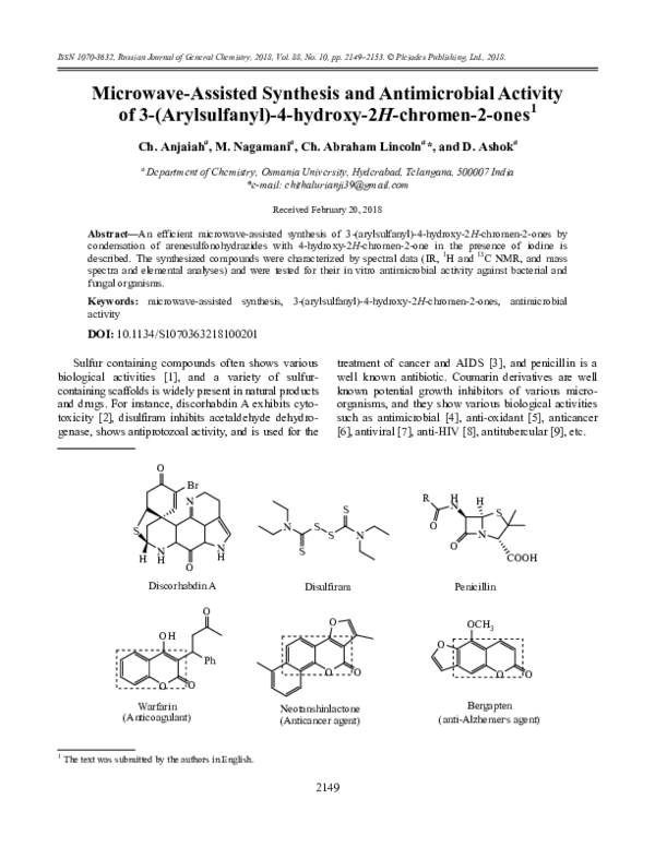 (PDF) Microwave-assisted synthesis and antimicrobial activities of flavonoid derivatives