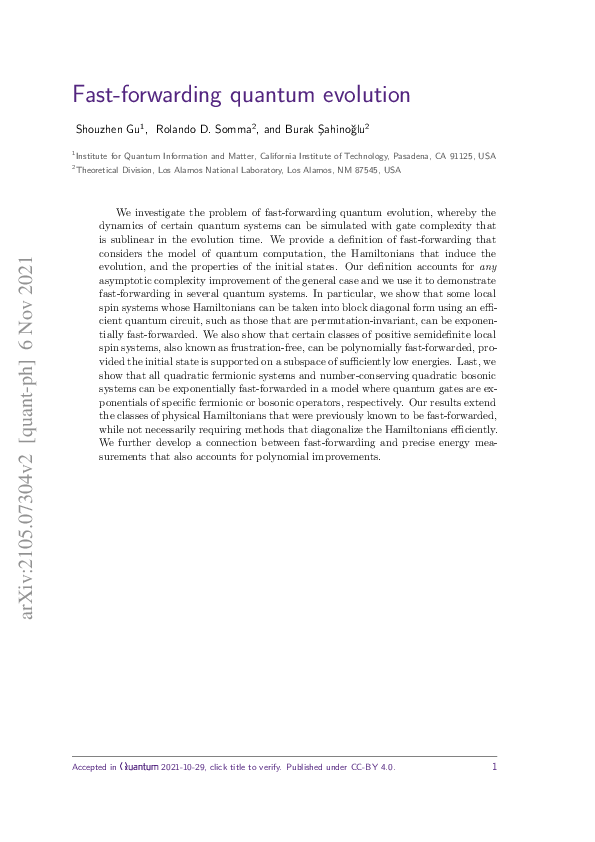 (PDF) Fast-forwarding quantum evolution