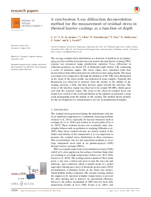 (PDF) A synchrotron X-ray diffraction deconvolution method for the measurement of residual ...