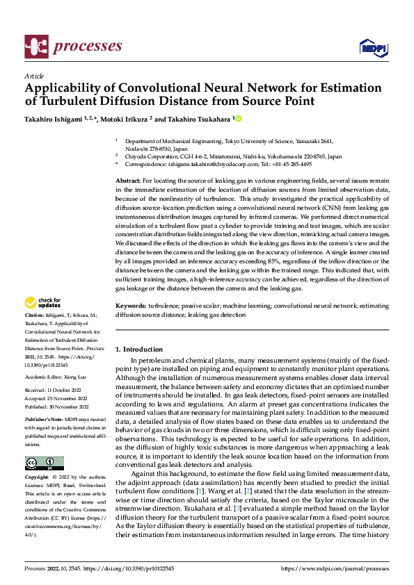 Pdf Applicability Of Convolutional Neural Network For Estimation Of Turbulent Diffusion