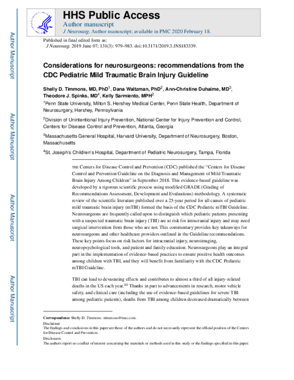 (PDF) Considerations for neurosurgeons: recommendations from the CDC ...