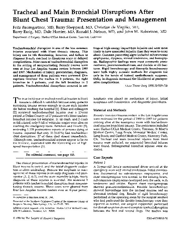 (PDF) Tracheal and main bronchial disruptions after blunt chest trauma ...
