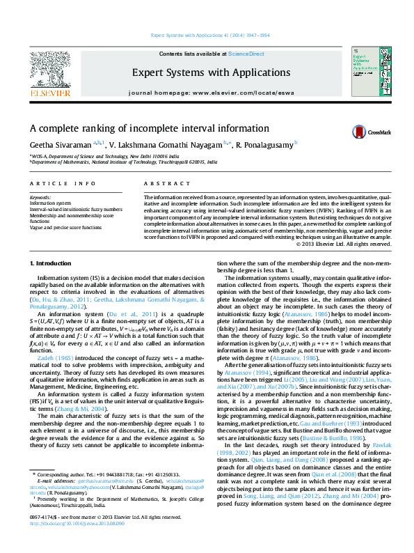 (PDF) A complete ranking of incomplete interval information