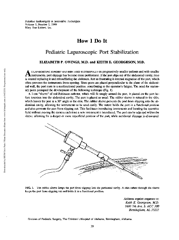(PDF) Pediatric Laparoscopic Port Stabilization