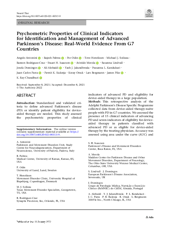 (PDF) Psychometric Properties of Clinical Indicators for Identification ...