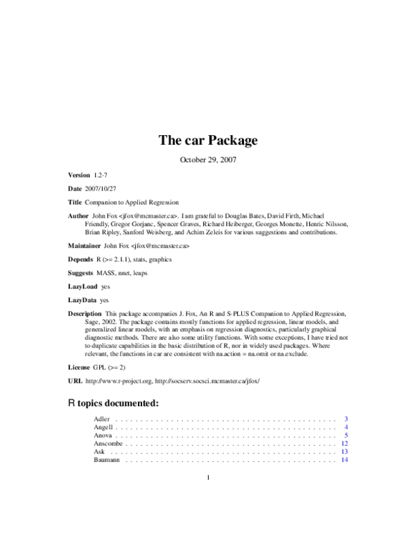 (PDF) The car Package