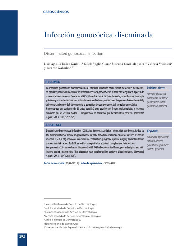 (PDF) Infección gonocócica diseminada