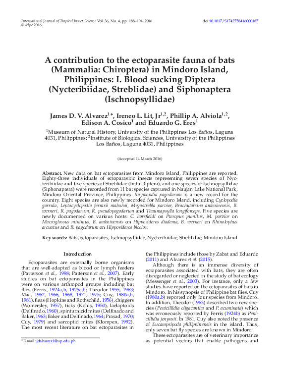 (PDF) A contribution to the ectoparasite fauna of bats (Mammalia ...