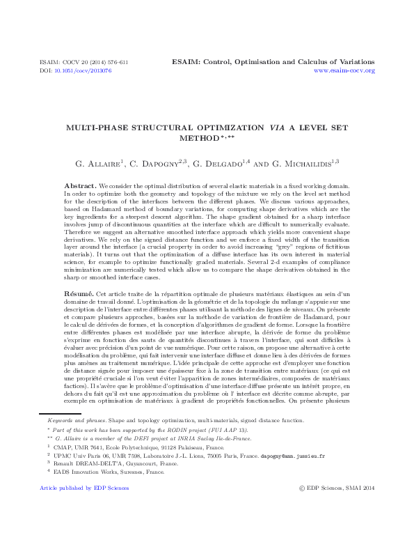 (PDF) Multi-phase structural optimizationviaa level set method | Giorgis Tsoukaris - Academia.edu