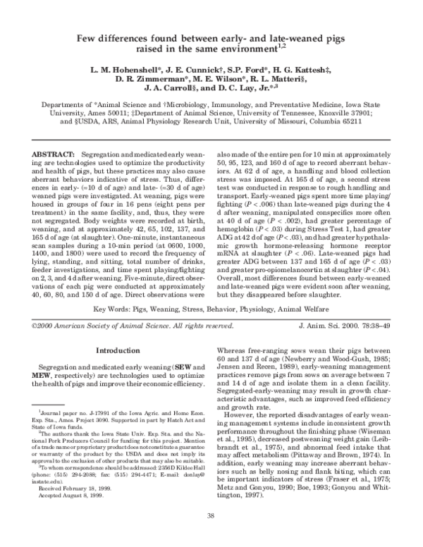 (PDF) Few differences found between early- and late-weaned pigs raised ...