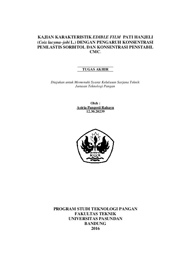 (PDF) KAJIAN KARAKTERISTIK EDIBLE FILM PATI HANJELI (Coix lacyma-jobi L ...