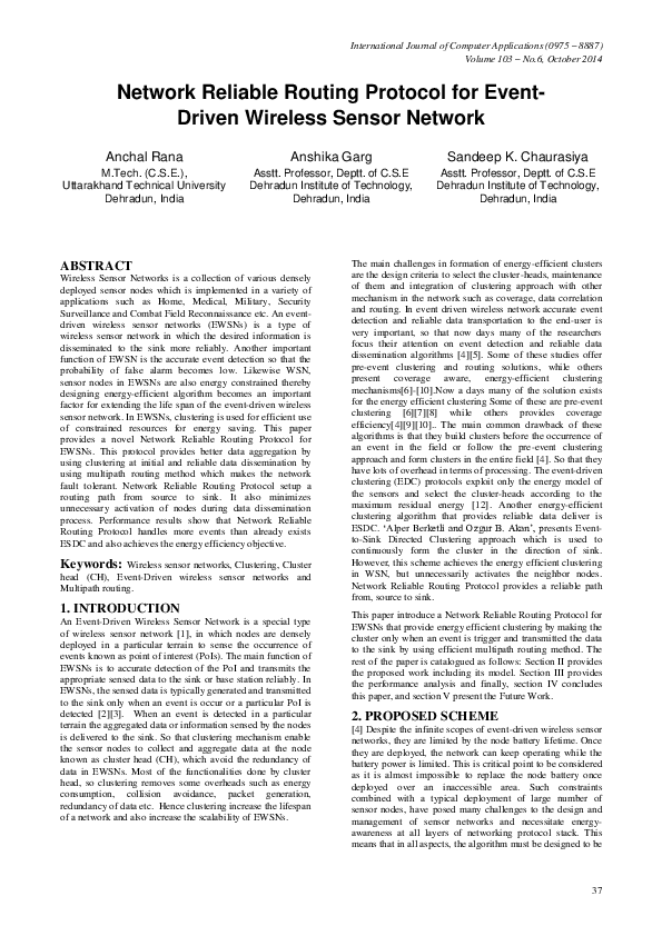 Pdf Network Reliable Routing Protocol For Event Driven Wireless Sensor Network 4464