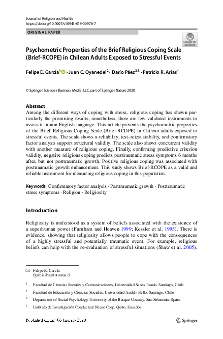 (PDF) Psychometric Properties of the Brief Religious Coping Scale ...