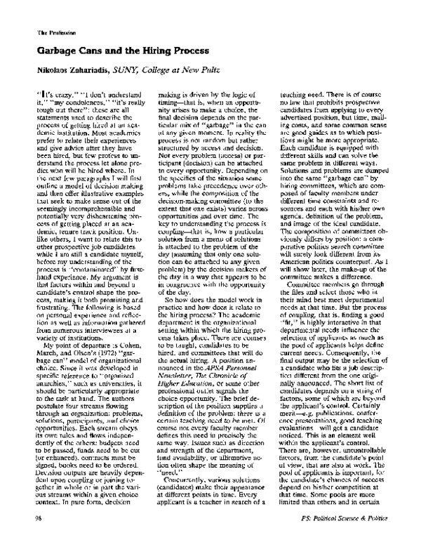 (PDF) Garbage Cans and the Hiring Process