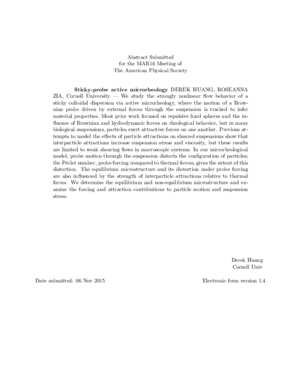 (PDF) Sticky-probe active microrheology | Derek Huang - Academia.edu