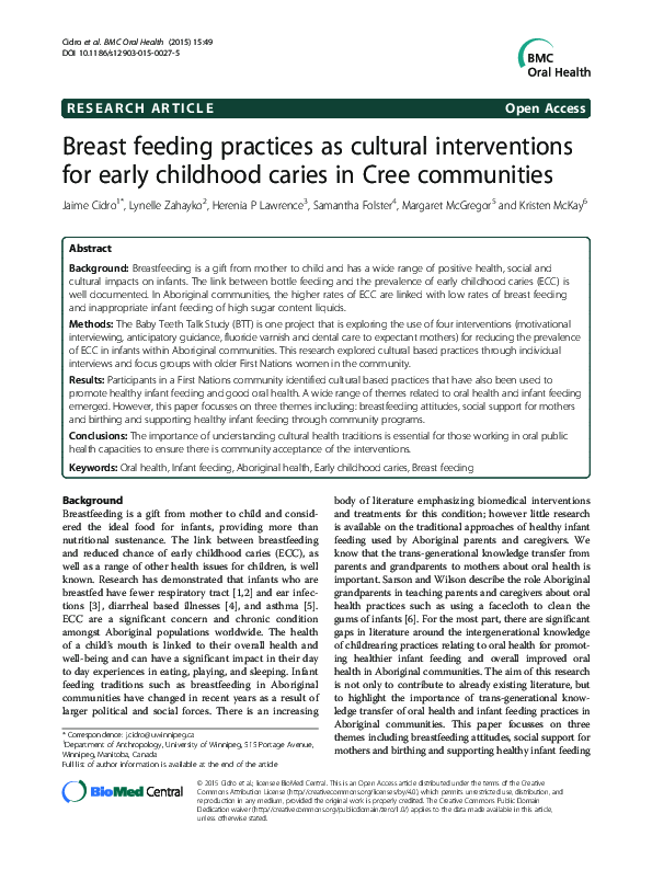(PDF) Breast feeding practices as cultural interventions for early ...