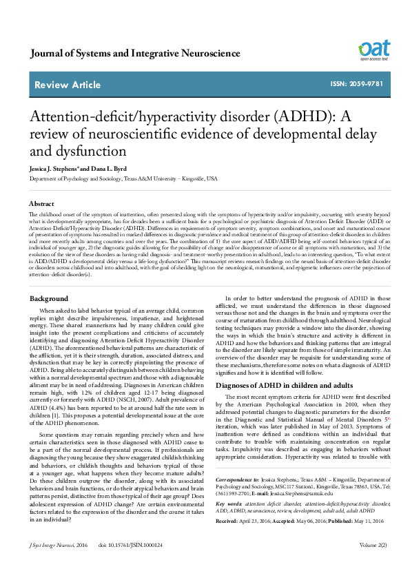 (PDF) Attention-deficit/hyperactivity disorder (ADHD): A review of ...