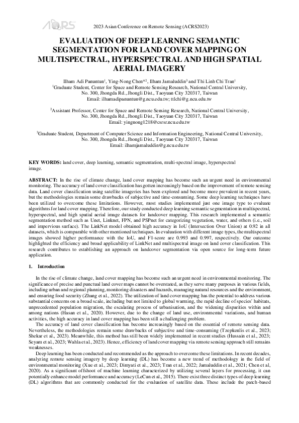(PDF) EVALUATION OF DEEP LEARNING SEMANTIC SEGMENTATION FOR LAND COVER ...