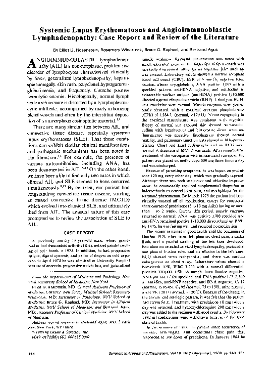 (PDF) Systemic lupus erythematosus and angioimmunoblastic lymphadenopathy: Case report and ...